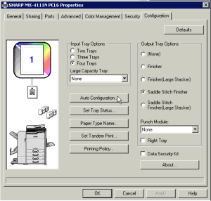 How To Configure Sharp Print Driver with Installed Options