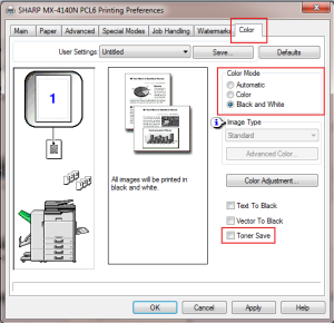 How To Default to B&W Printing on Sharp Print Driver - Skelton Business ...