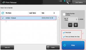 Sharp Print Release - Follow Me Printing Instructions